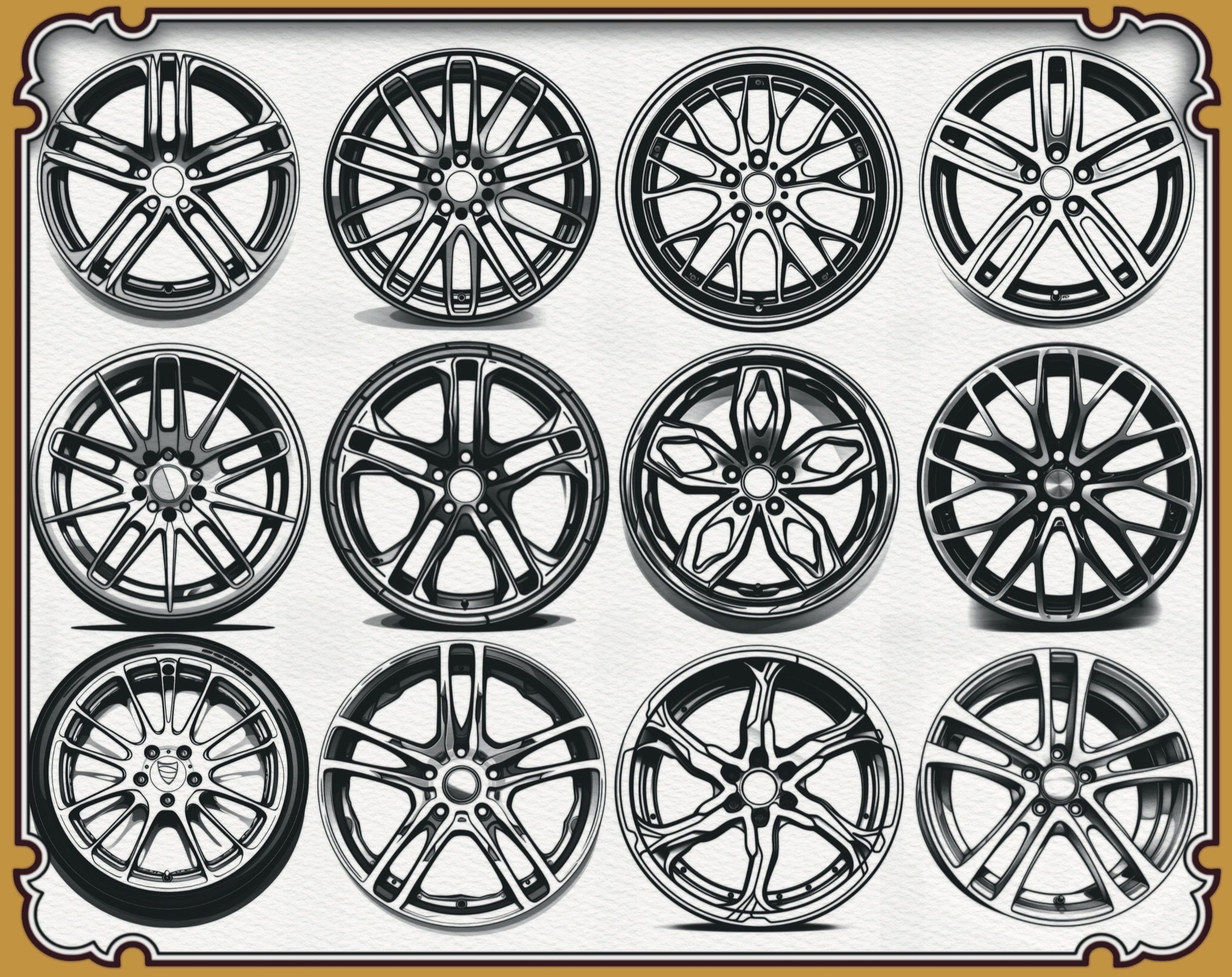 Rims Car Stamps for Procreate|+png Files|wheel Rim Brushes Procreate ...