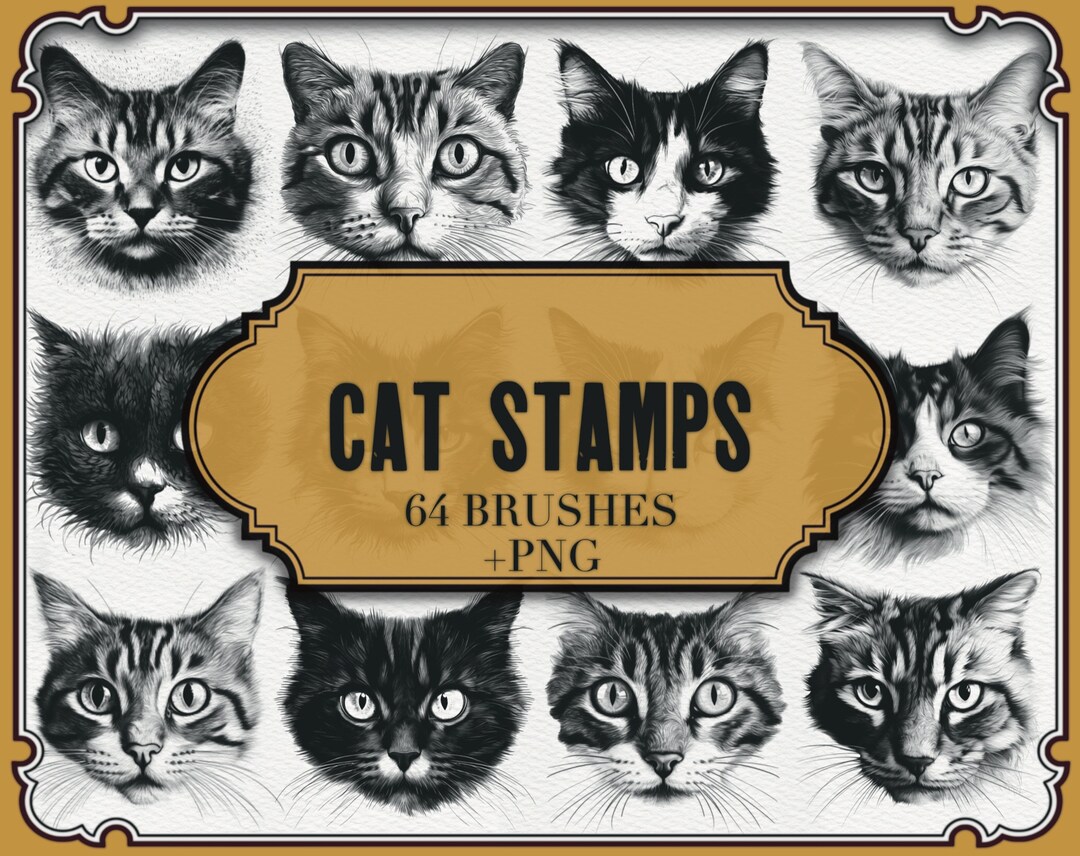 Cat Stamps for Procreate| +PNF Files|procreate Cat Brushes| Pet Animal ...
