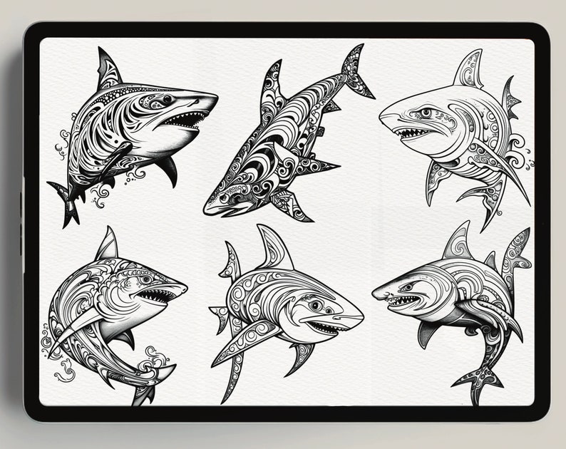 Polynesian Shark Stamps for Procreate | Tattoo Designs (digital ...