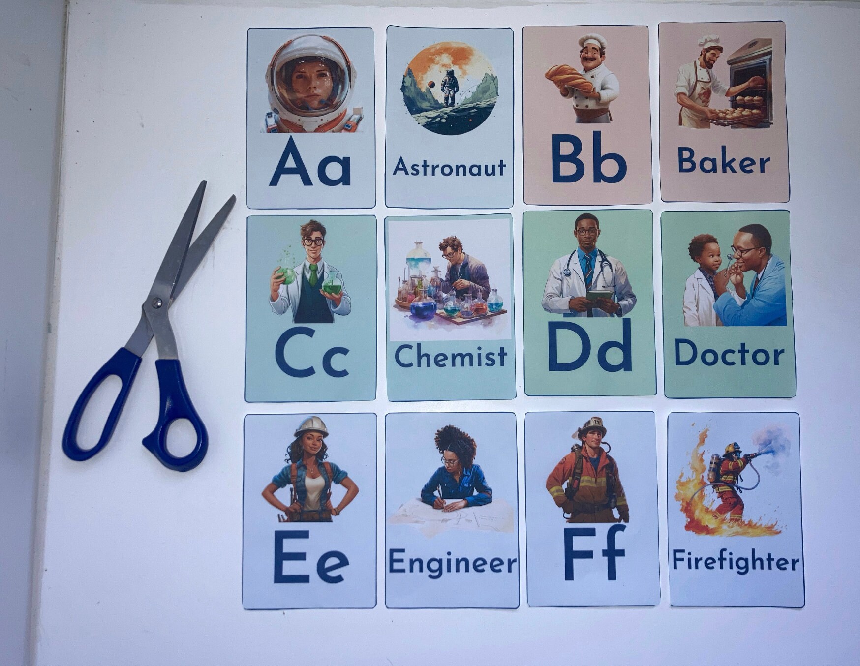 Large Printable Abcs Flash Cards for Kids: Career Theme FREE - Etsy