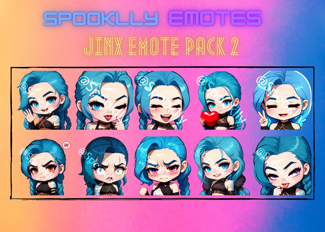 Jinx League of Legends LOL Emote Set for Twitch/discord Gaming ...