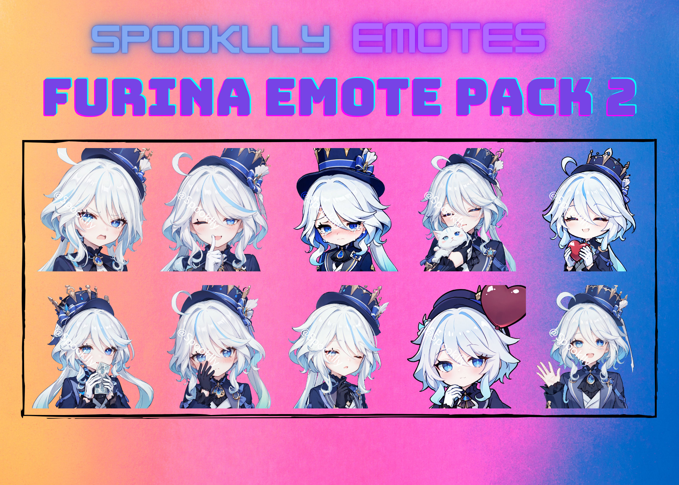 Furina Emotes for Twitch/discord Genshin Impact Streaming Discord ...