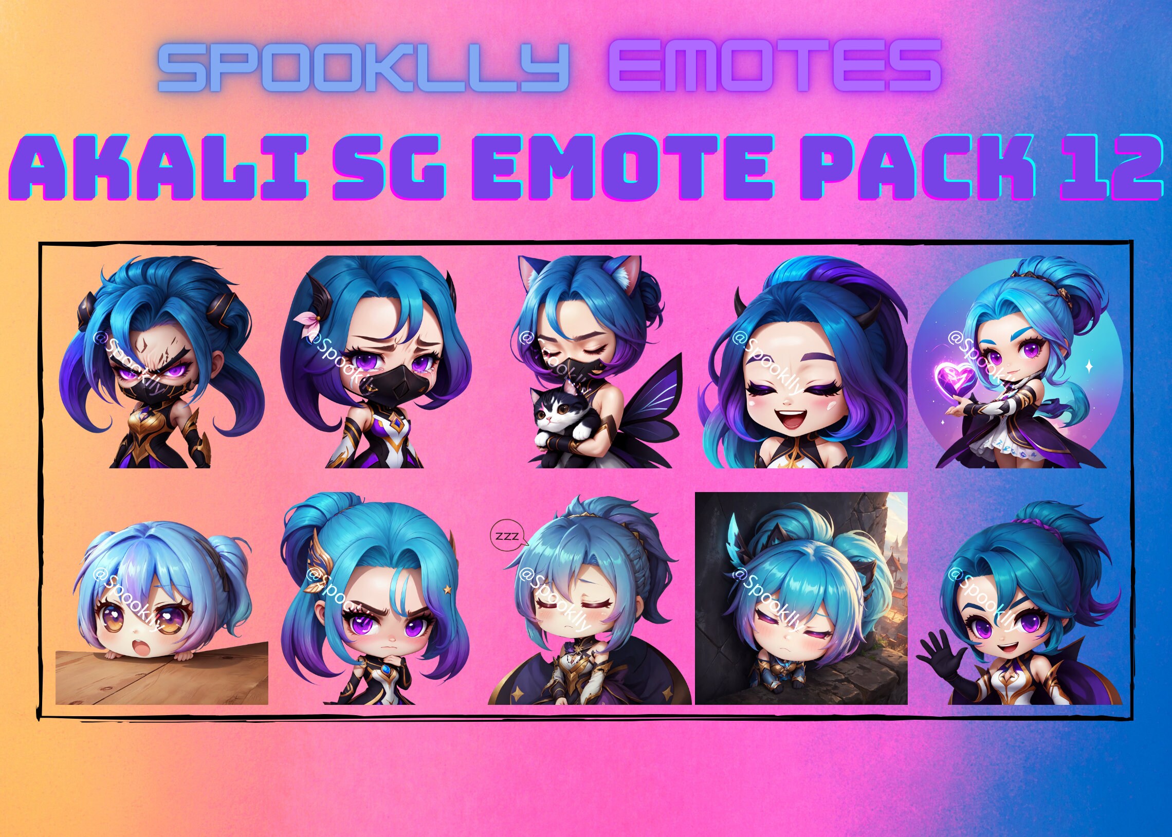 Akali Star Guardian Emotes for Twitch/discord Gaming Lol League of ...