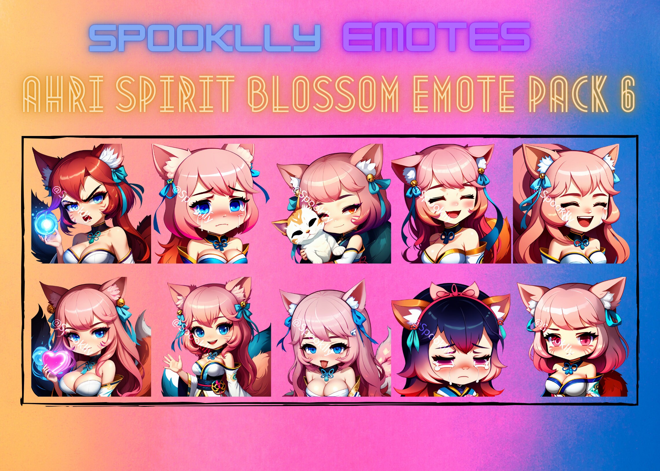 Ahri Spirit Blossom League of Legends LOL Emote Set for Twitch/discord ...