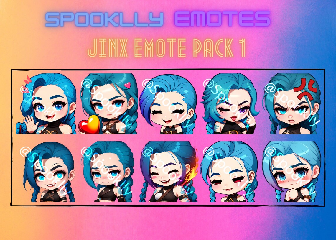 Jinx League of Legends LOL Emote Set for Twitch/discord Gaming ...