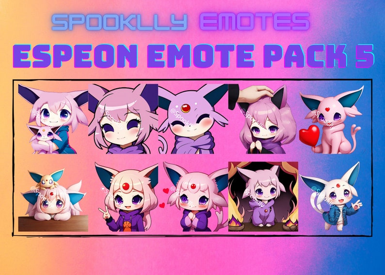 Espeon Pokemon Emote Set for Twitch/discord Gaming Streaming Discord ...