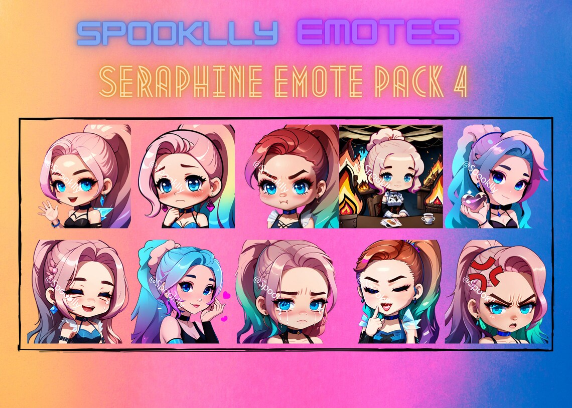 Seraphine League of Legends LOL Emote Set for Twitch/discord Gaming ...