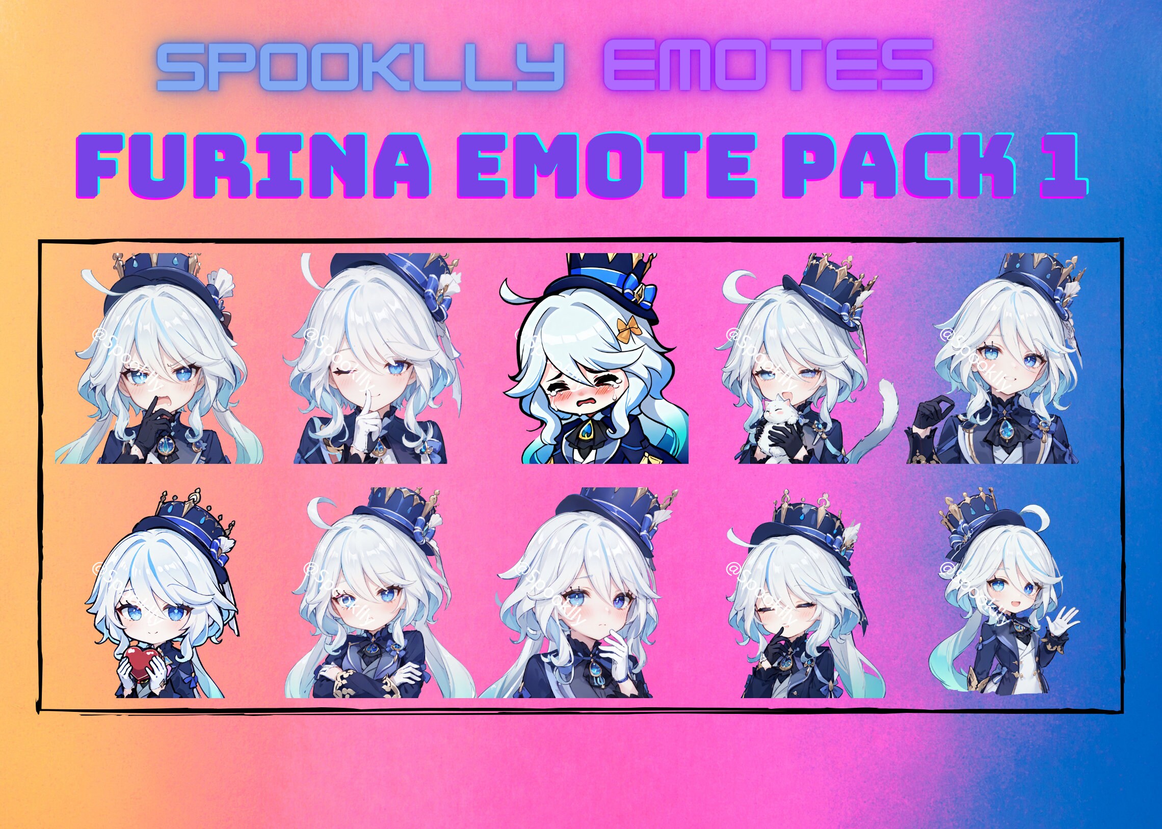 Furina Emotes for Twitch/discord Genshin Impact Streaming Discord ...