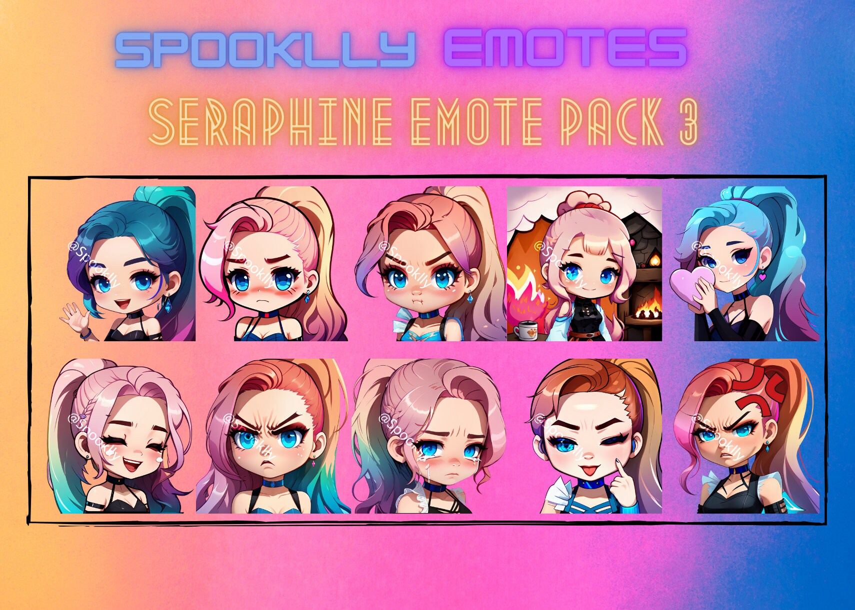 Seraphine League of Legends LOL Emote Set for Twitch/discord Gaming ...