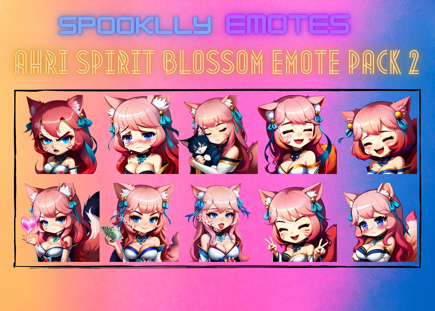 Ahri Spirit Blossom League of Legends LOL Emote Set for Twitch/discord ...