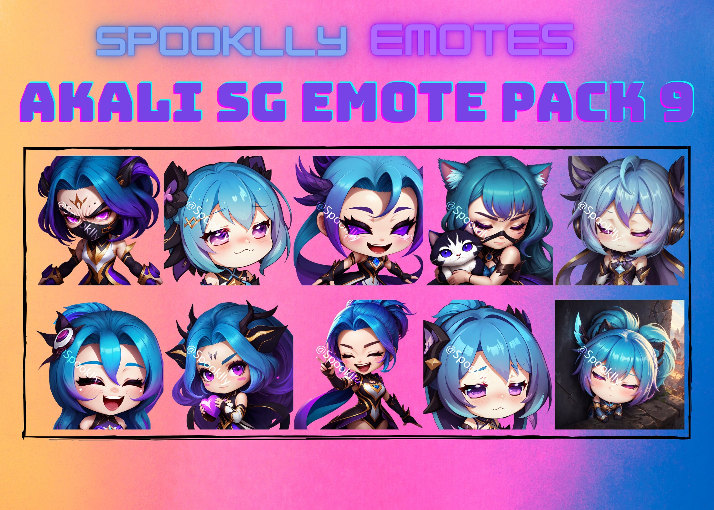 Akali Star Guardian Emotes for Twitch/discord Gaming Lol League of ...
