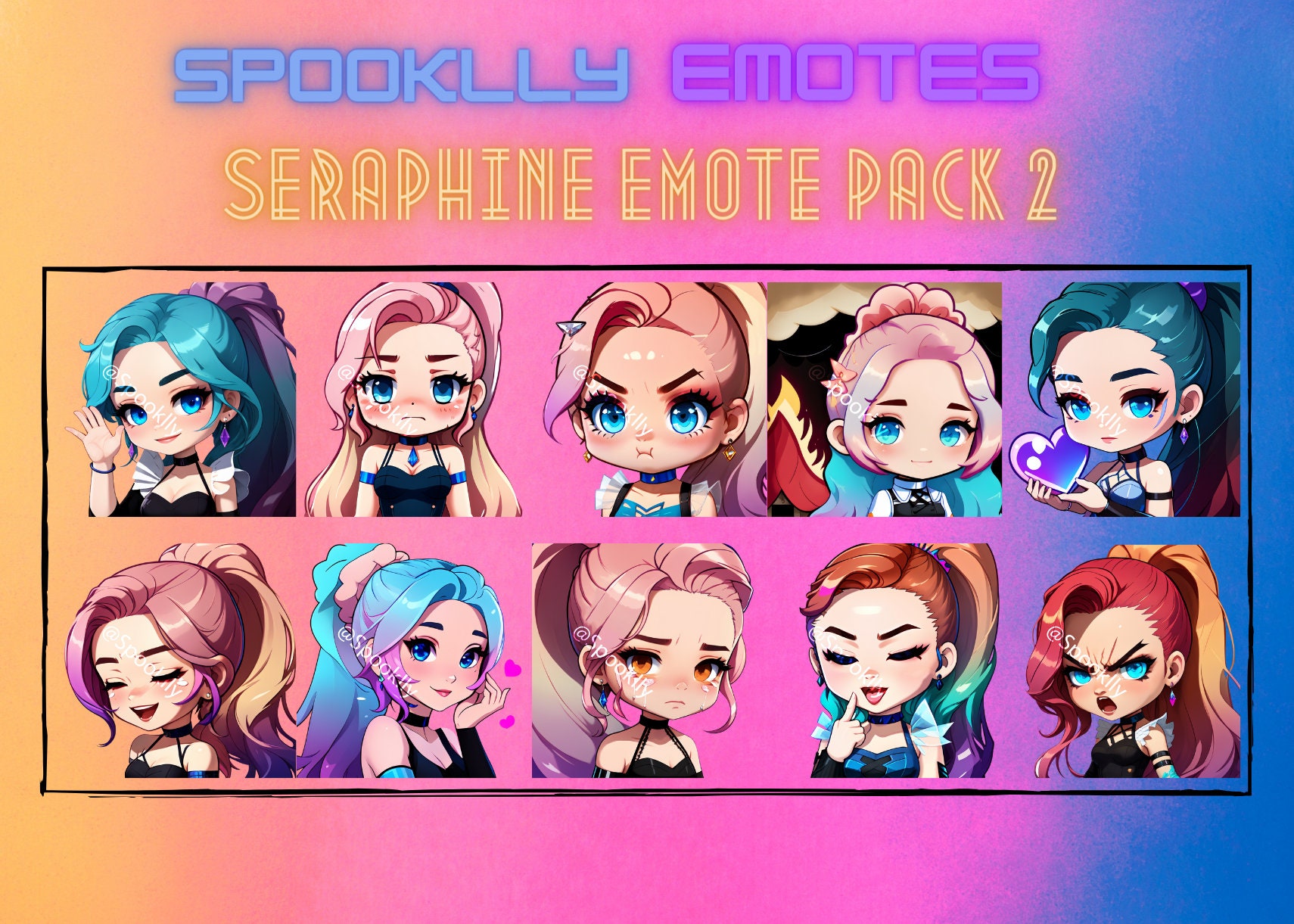 Seraphine League of Legends LOL Emote Set for Twitch/discord Gaming ...