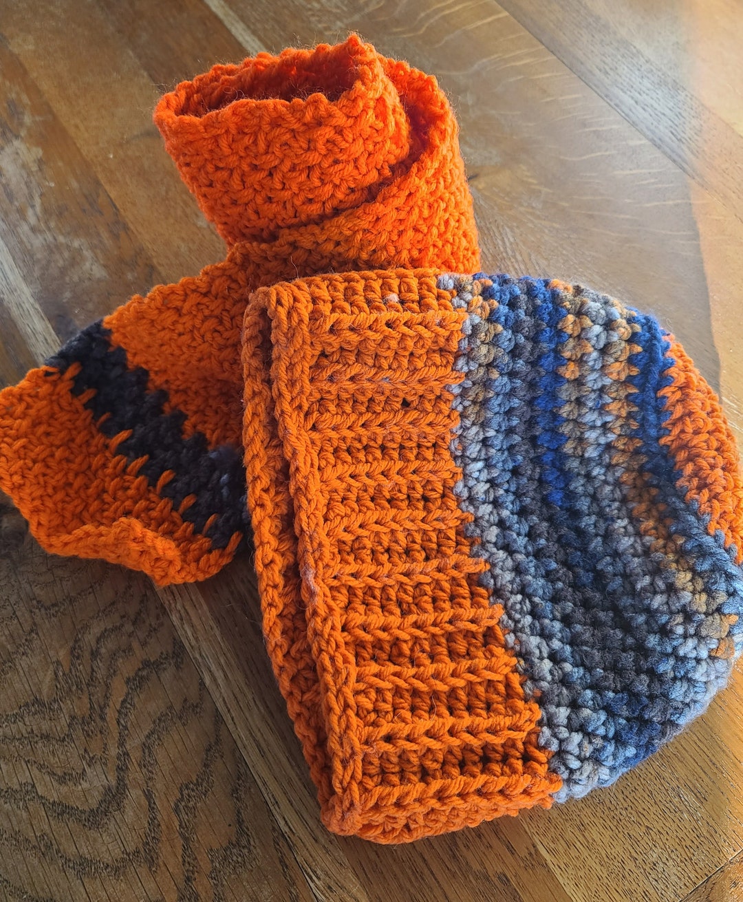 Blaze Orange Color Crocheted Beanie and Scarf - Etsy