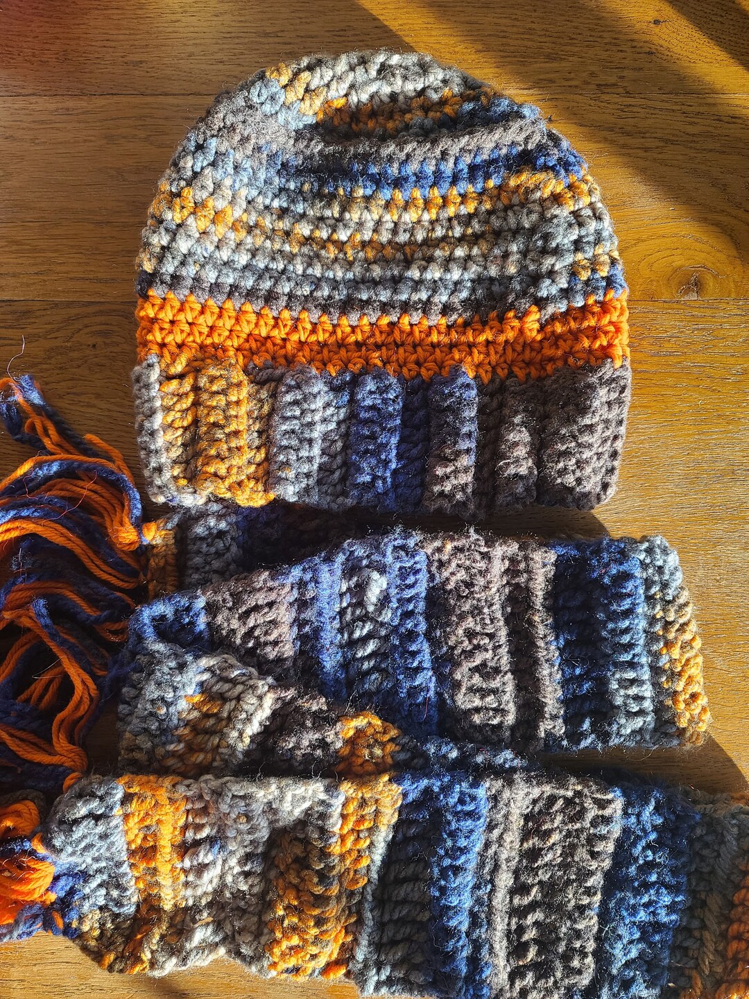 Blended Blaze Orange Color Crochet Beanie and Scarf - Etsy
