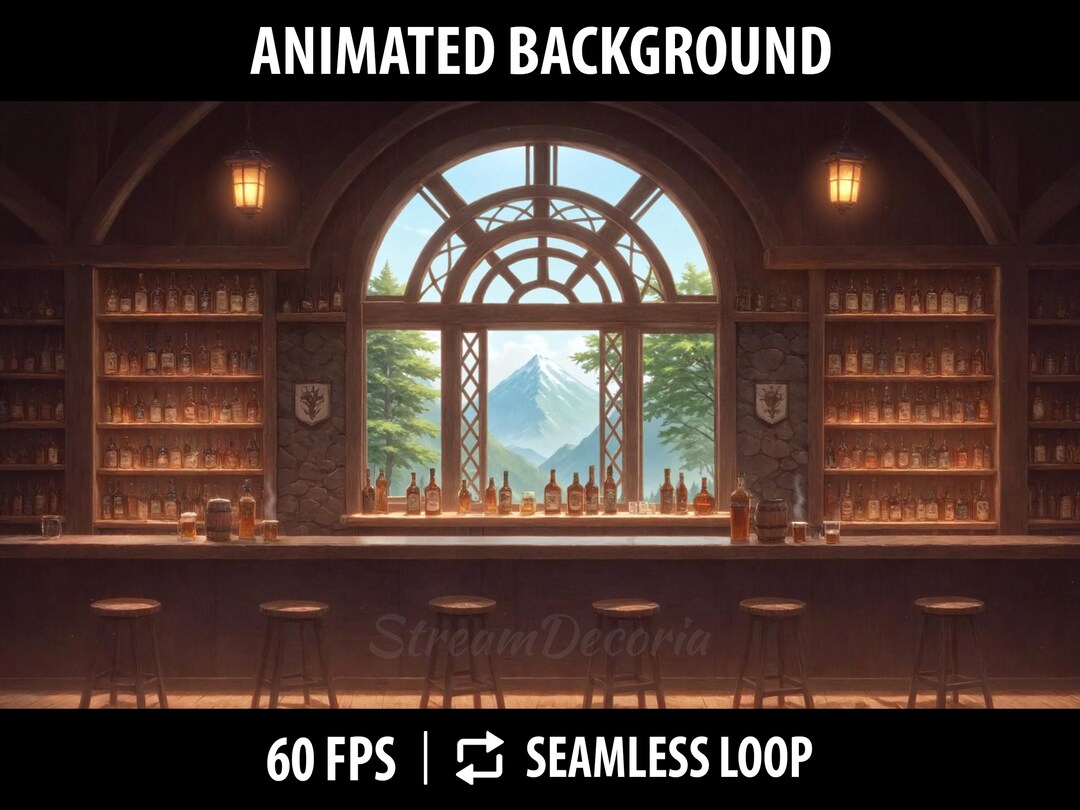 Rustic Vtuber Background With Old Tavern Bar During Summer | Cozy ...