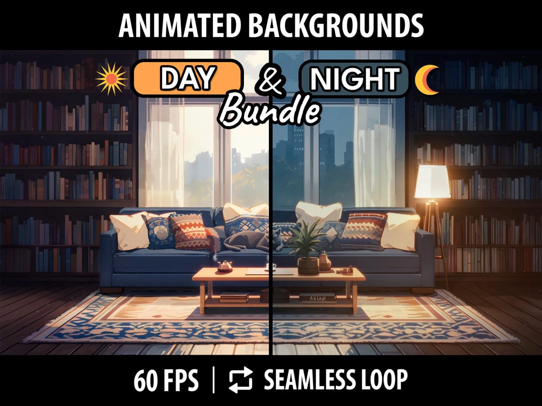 Animated Backgrounds - Day and Night Bundle | Vtuber Room | Pngtuber ...