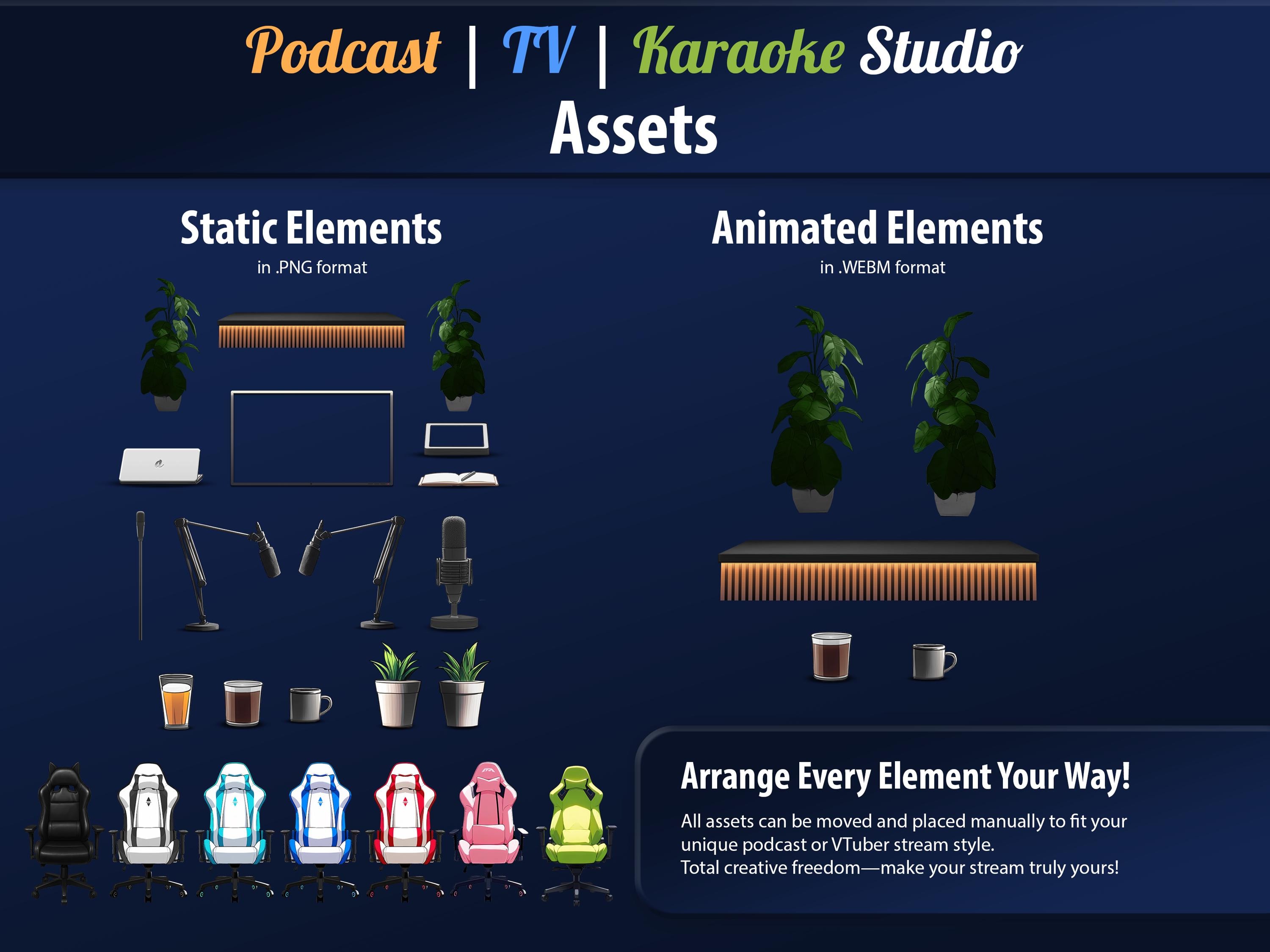 Vtuber Asset Pack for Twitch Podcast | Vtuber Overlay Pack | Vtuber ...