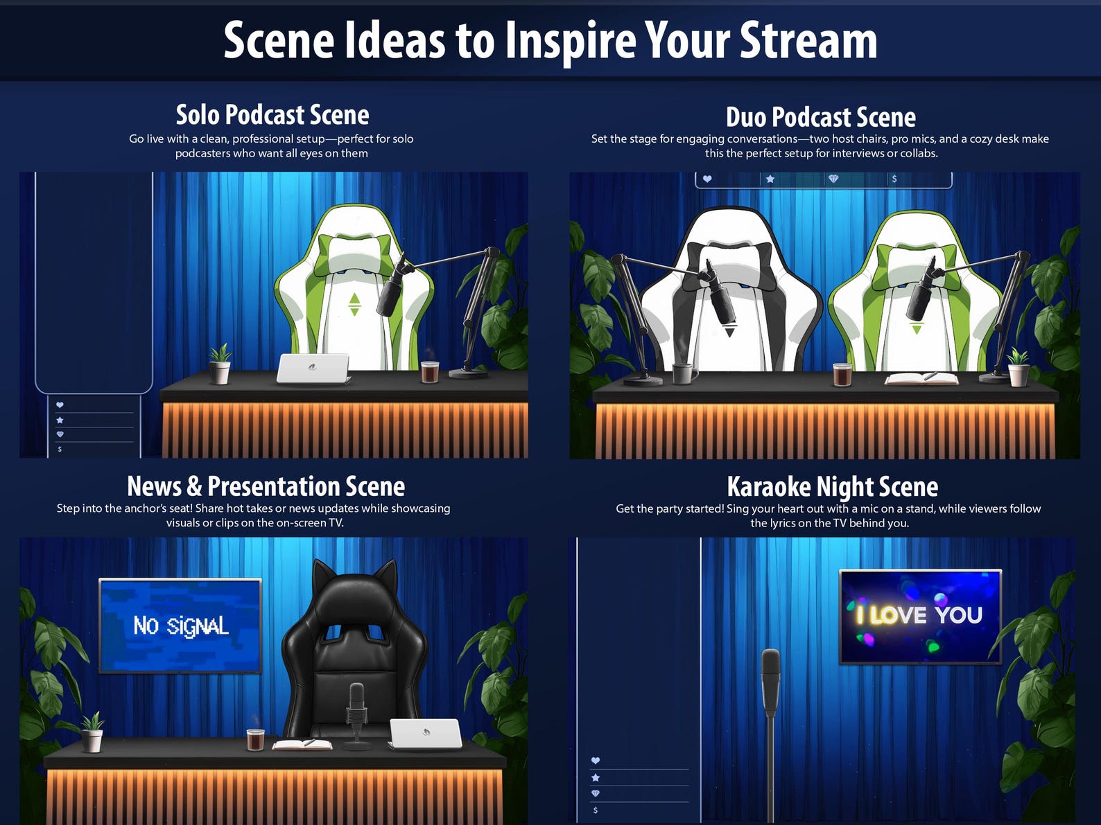 Vtuber Asset Pack for Twitch Podcast | Vtuber Overlay Pack | Vtuber ...