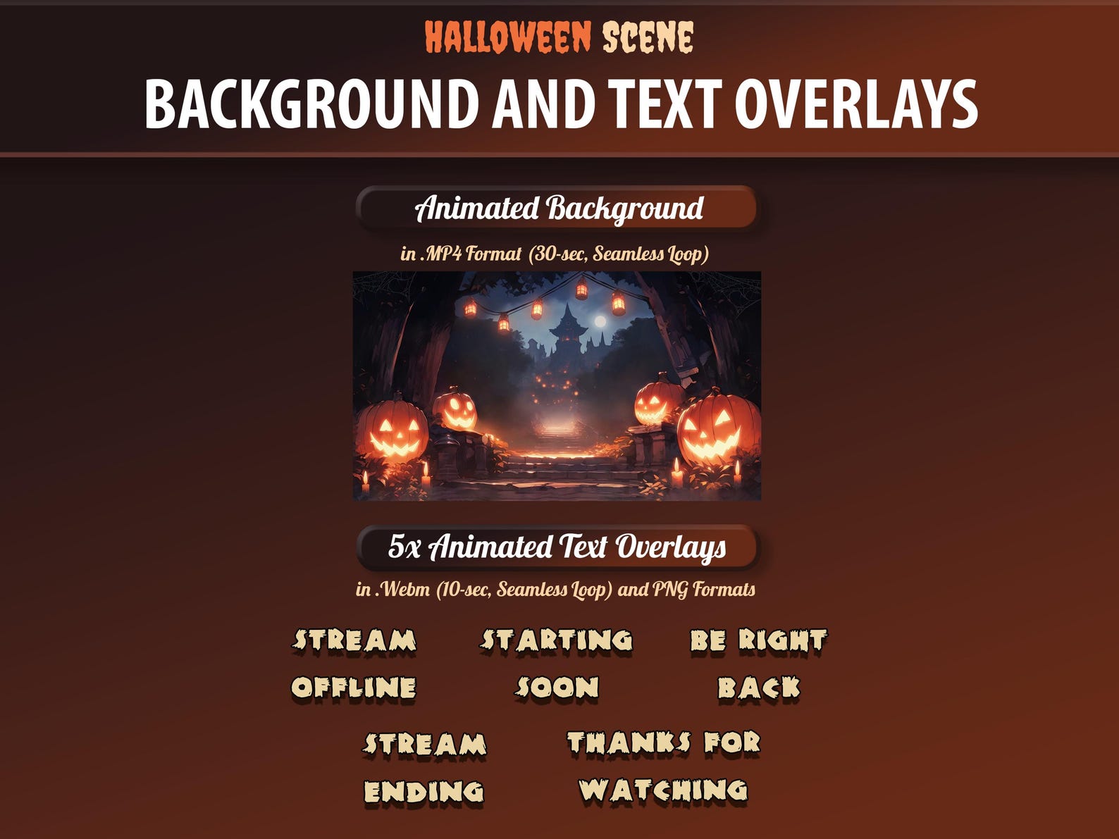 Halloween Stream Package | Animated Stream Overlay for Twitch | Panels ...