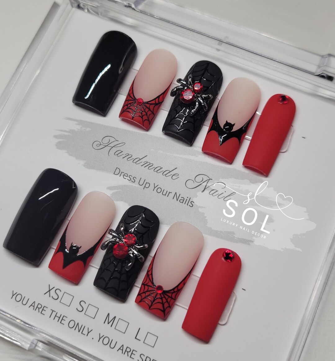 Spider Halloween Nails - Etsy