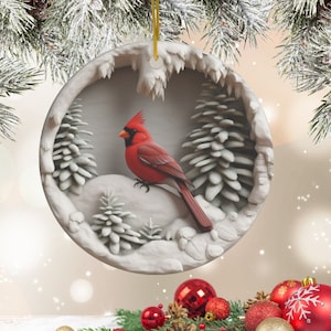 Cardinal Ornament, Print Cardinal Ornament, Christmas Decorations ...
