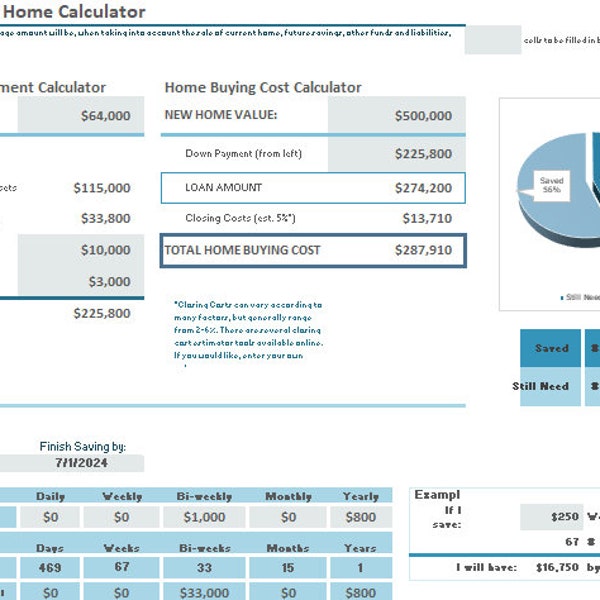Excel Spreadsheet for Home Buying - Etsy