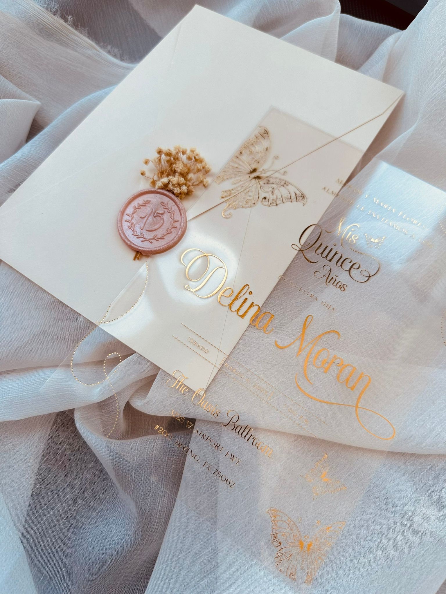 Quinceanera Invitation, Elegant Quinceañera Invite, Gold Gilded ...