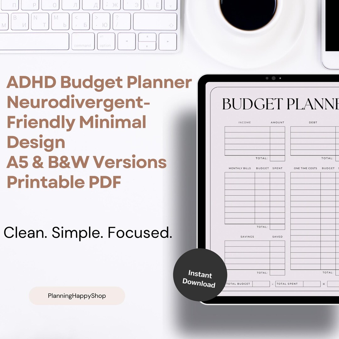ADHD Budget Planner: Neurodivergent-friendly, Minimal Design (printable ...
