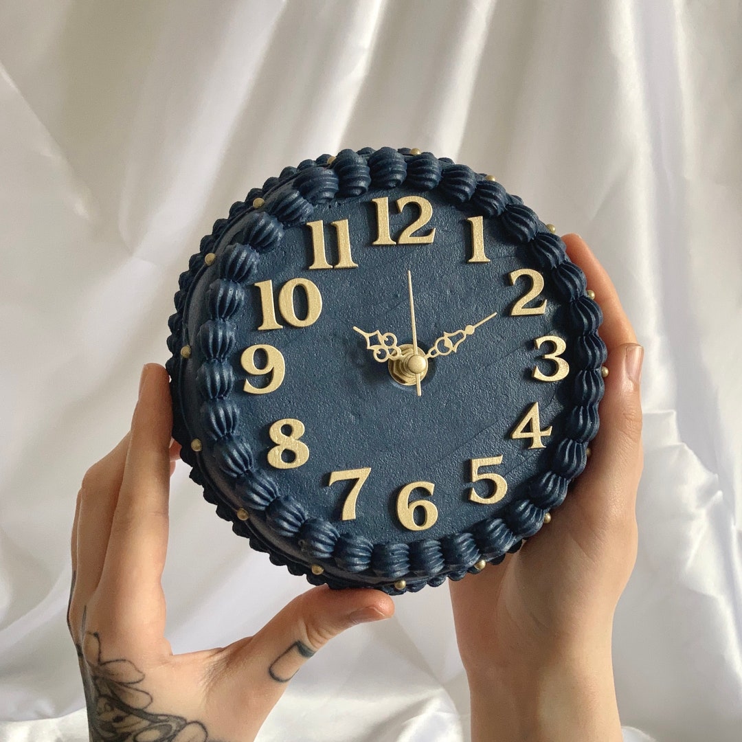 Fake Cake Clock in Navy and Gold - Etsy UK