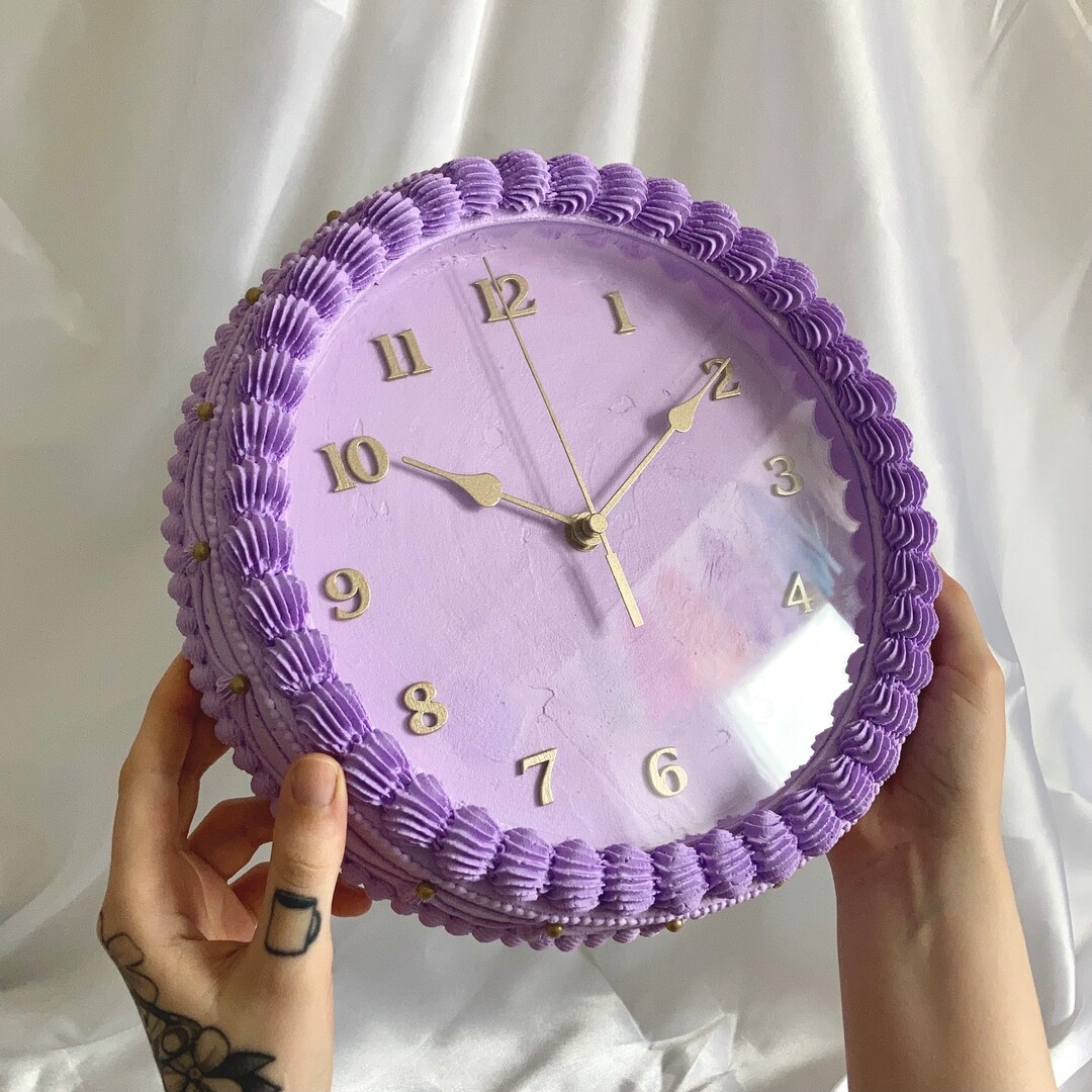 Fake Cake Clock in Purple and Gold - Etsy