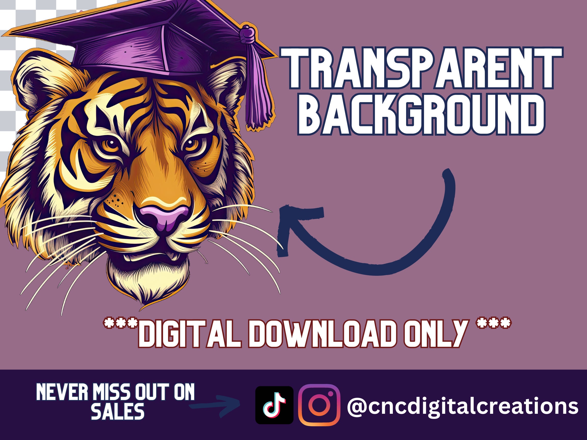 Tiger Graduation Cap Photo Digital Download ONLY (with Congratulations ...