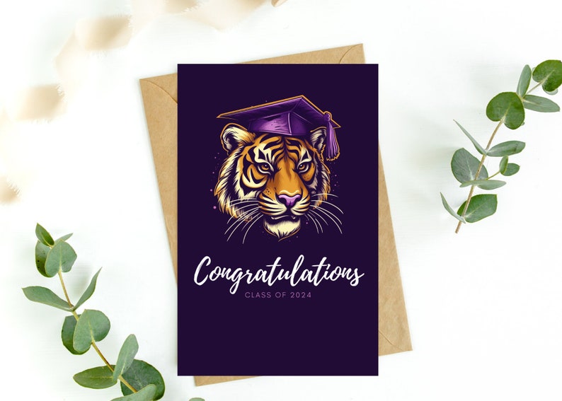 Tiger Graduation Cap Photo Digital Download ONLY (with Congratulations ...