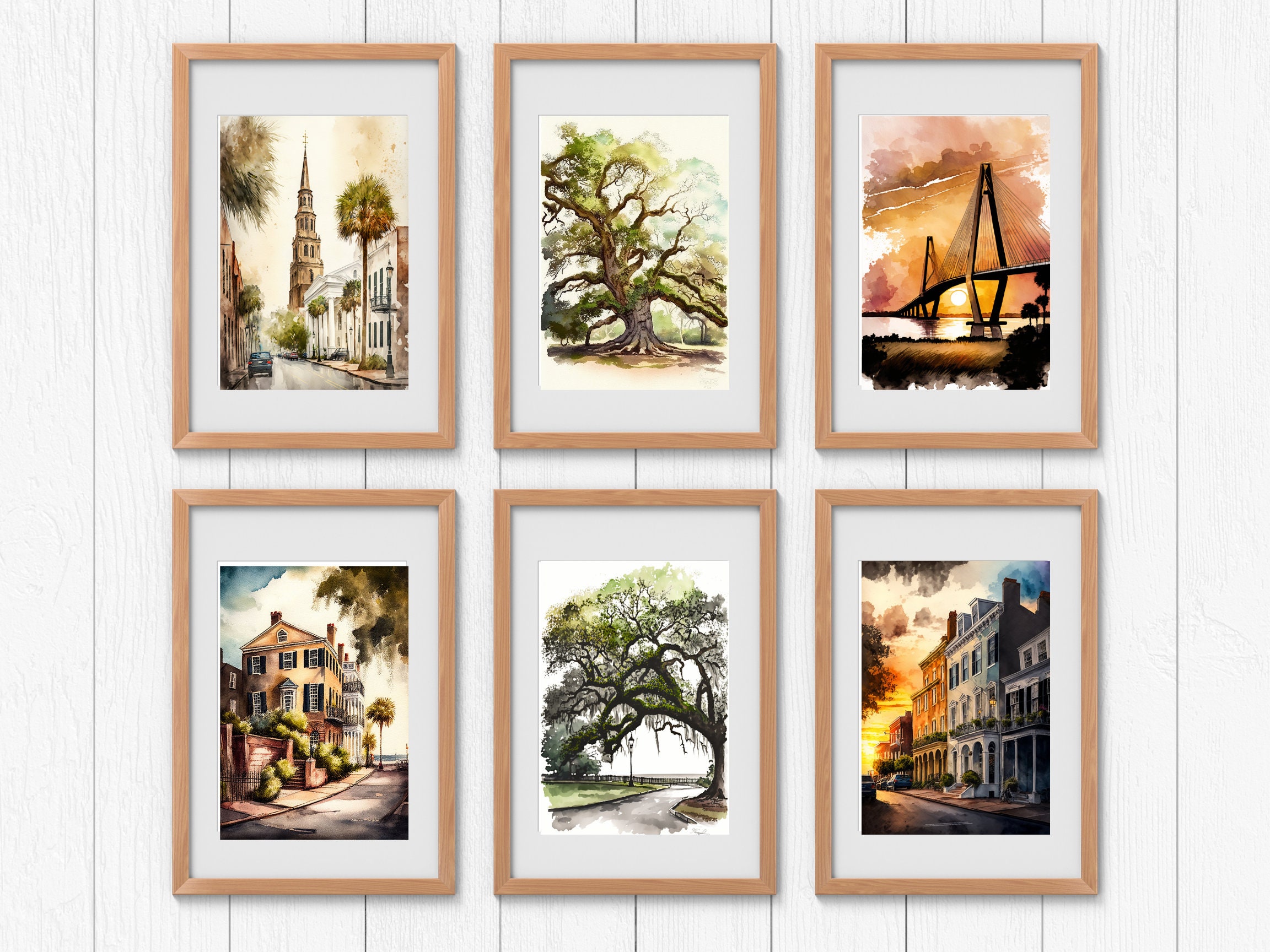 20 Set Charleston South Carolina Watercolor Paintings, Digital Download ...