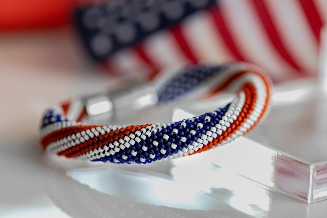 USA Flag Bead Crochet Bracelet Pattern (PDF Pattern) - Etsy