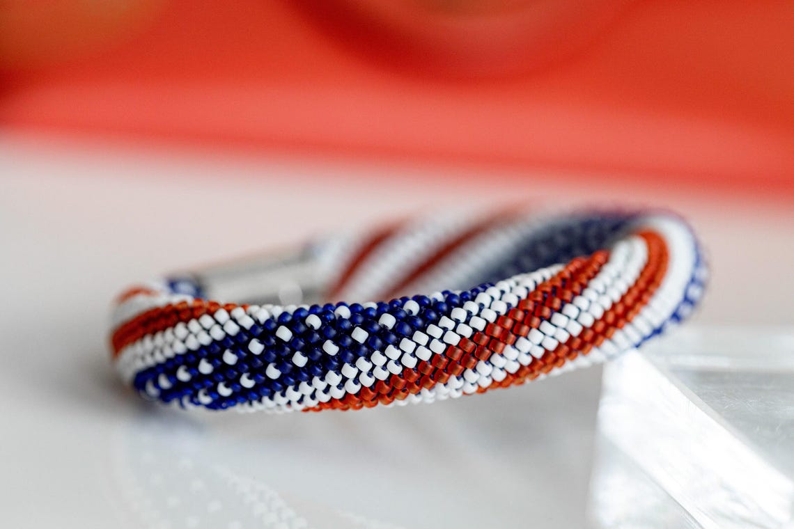 USA Flag Bead Crochet Bracelet Pattern (PDF Pattern) - Etsy