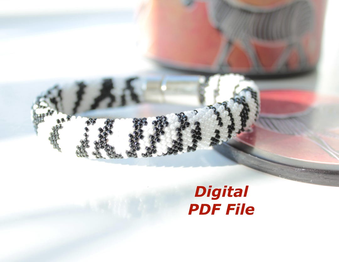 Zebra Bead Crochet Bracelet Pattern, Seed Beads, Plait (PDF Pattern) - Etsy