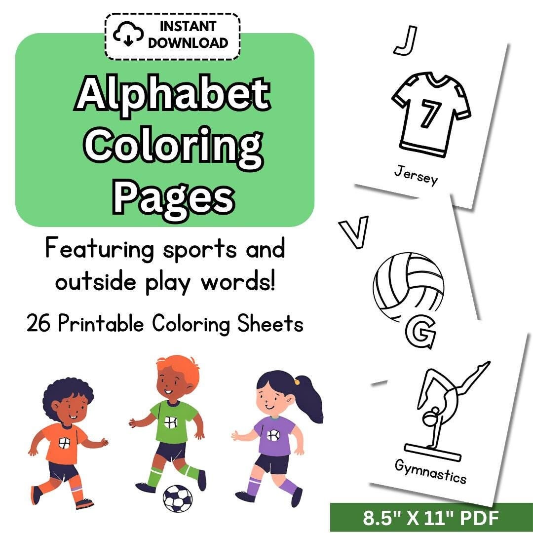 Printable Sports Themed Alphabet Coloring Pages- Preschool, Homeschool ...