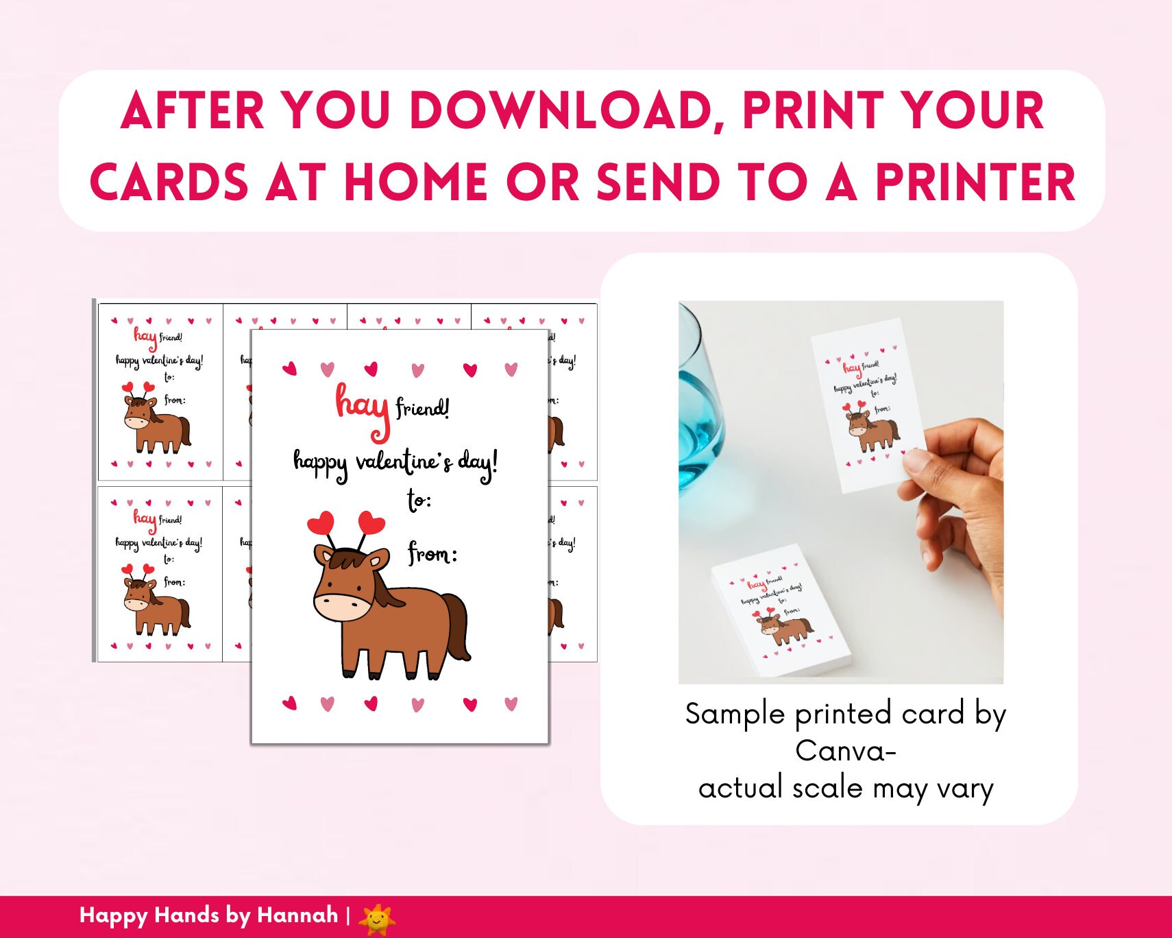 Printable Mini Horse Valentine's Day Cards - Valentine for Classmates ...