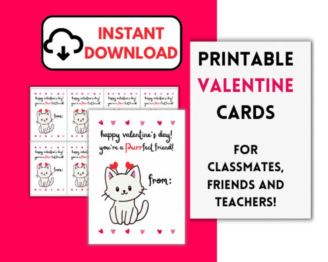 Printable Valentine's Day Cards Kitten Valentine Kitty Valentine for ...