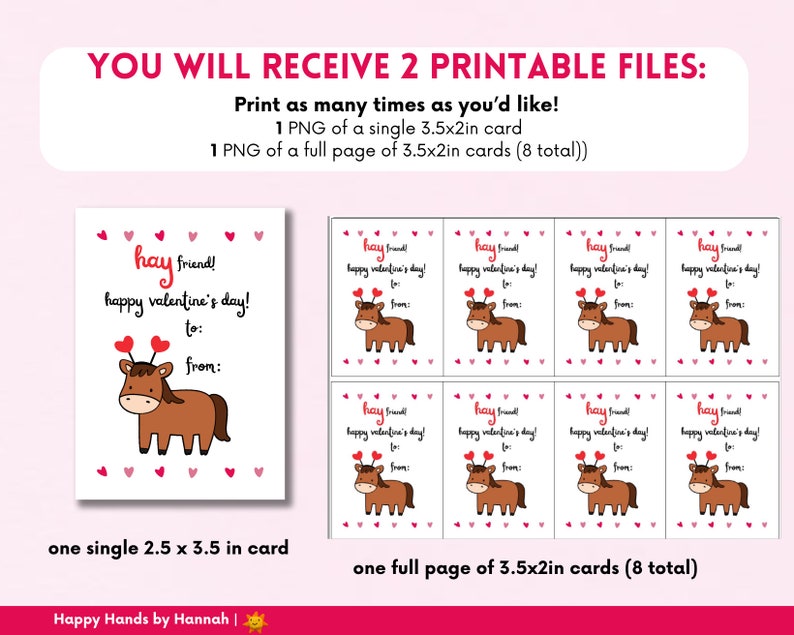 Printable Mini Horse Valentine's Day Cards - Valentine for Classmates ...