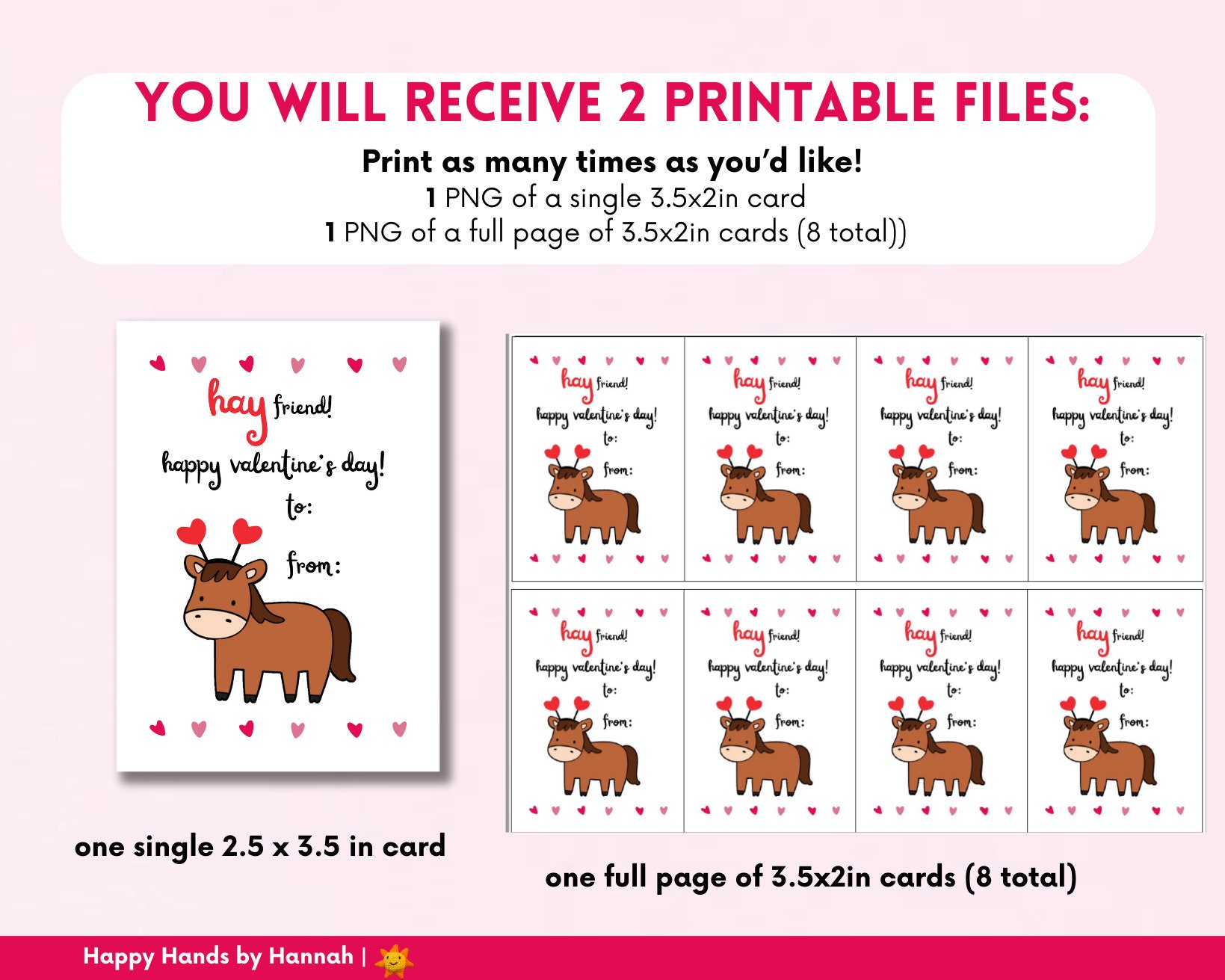 Printable Mini Horse Valentine's Day Cards - Valentine for Classmates ...