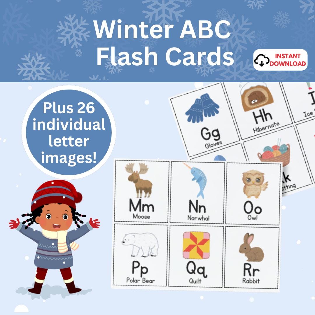 Printable ABC Flashcards 5 Flashcard Sheets 26 Images Winter Alphabet ...