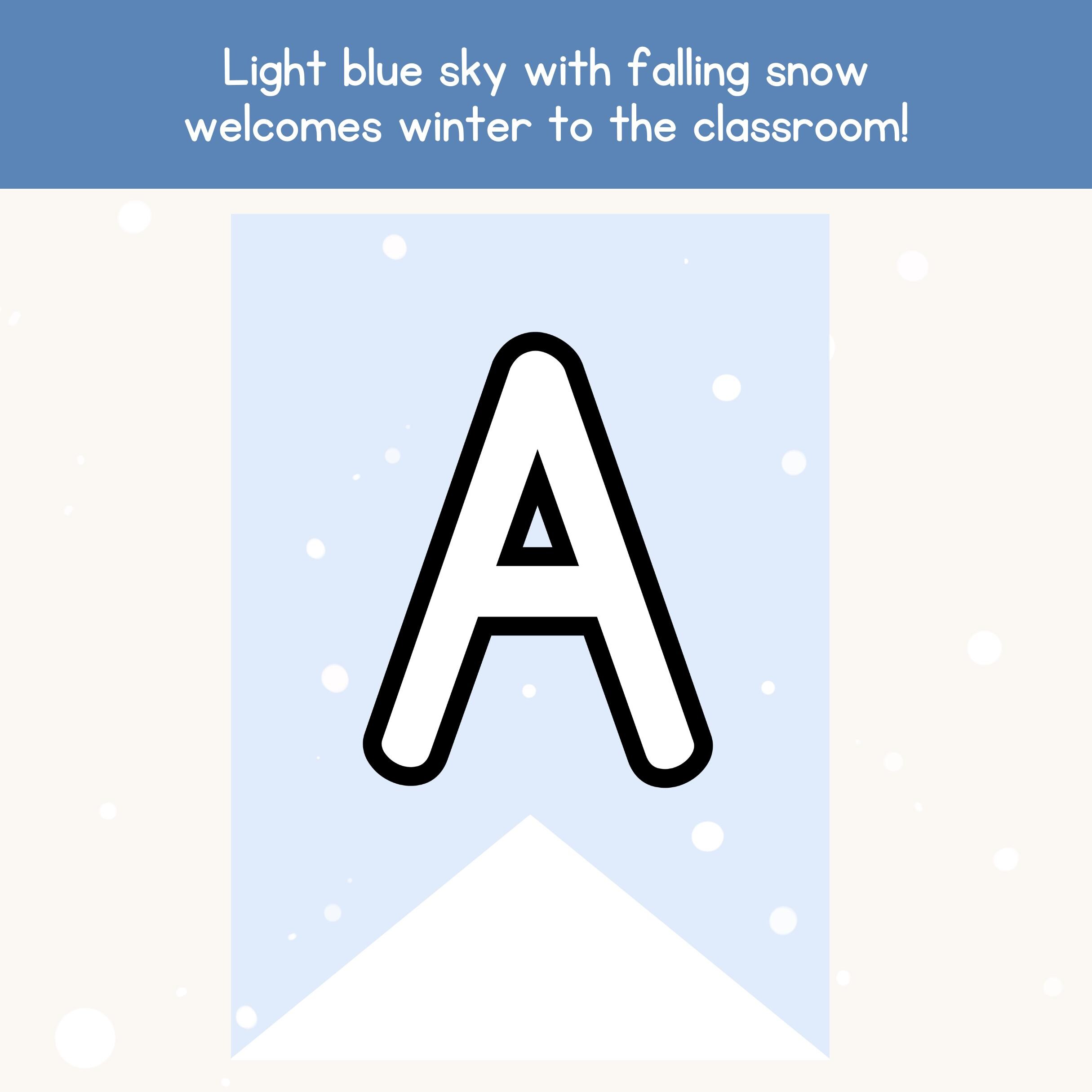 Alphabet Bunting Banner Winter Classroom Decor - ABC Letters, Numbers ...