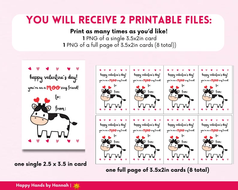 Printable Cow Valentine's Day Cards - Valentine for Classmates ...