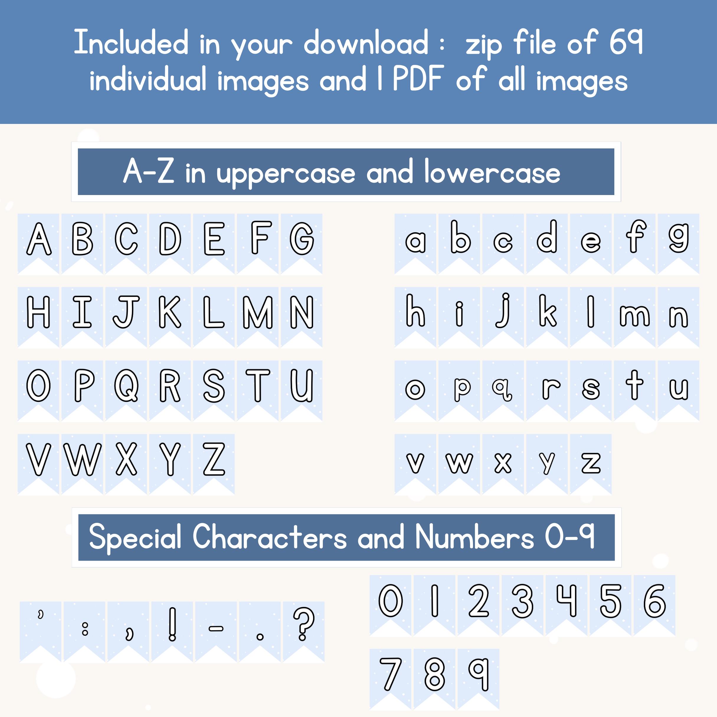 Alphabet Bunting Banner Winter Classroom Decor - ABC Letters, Numbers ...