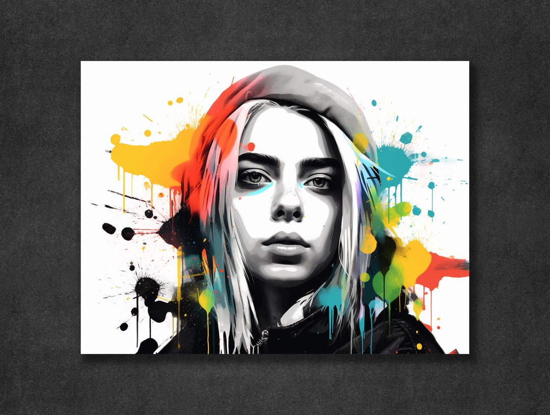 Large Printable Wall Art, Billie Eilish, Digital Print, Singer Wall Art ...