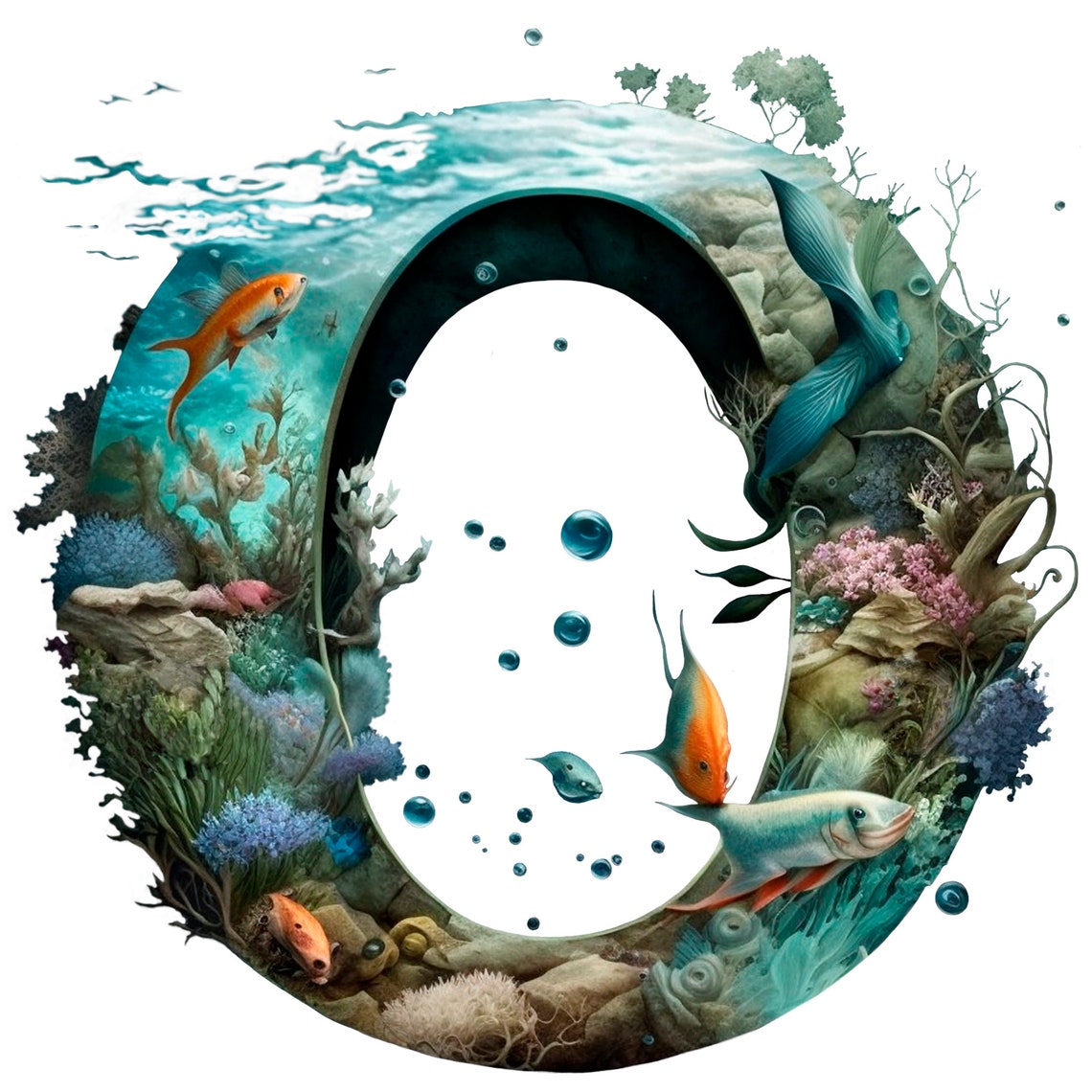 Letter O, Letter O With Ocean and Fish, Children Book, Alphabet Nursery ...