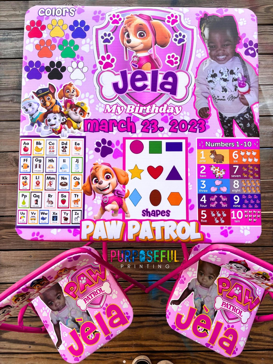 Custom Kids Learning Table With Chairs | Personalized Toddler Study ...