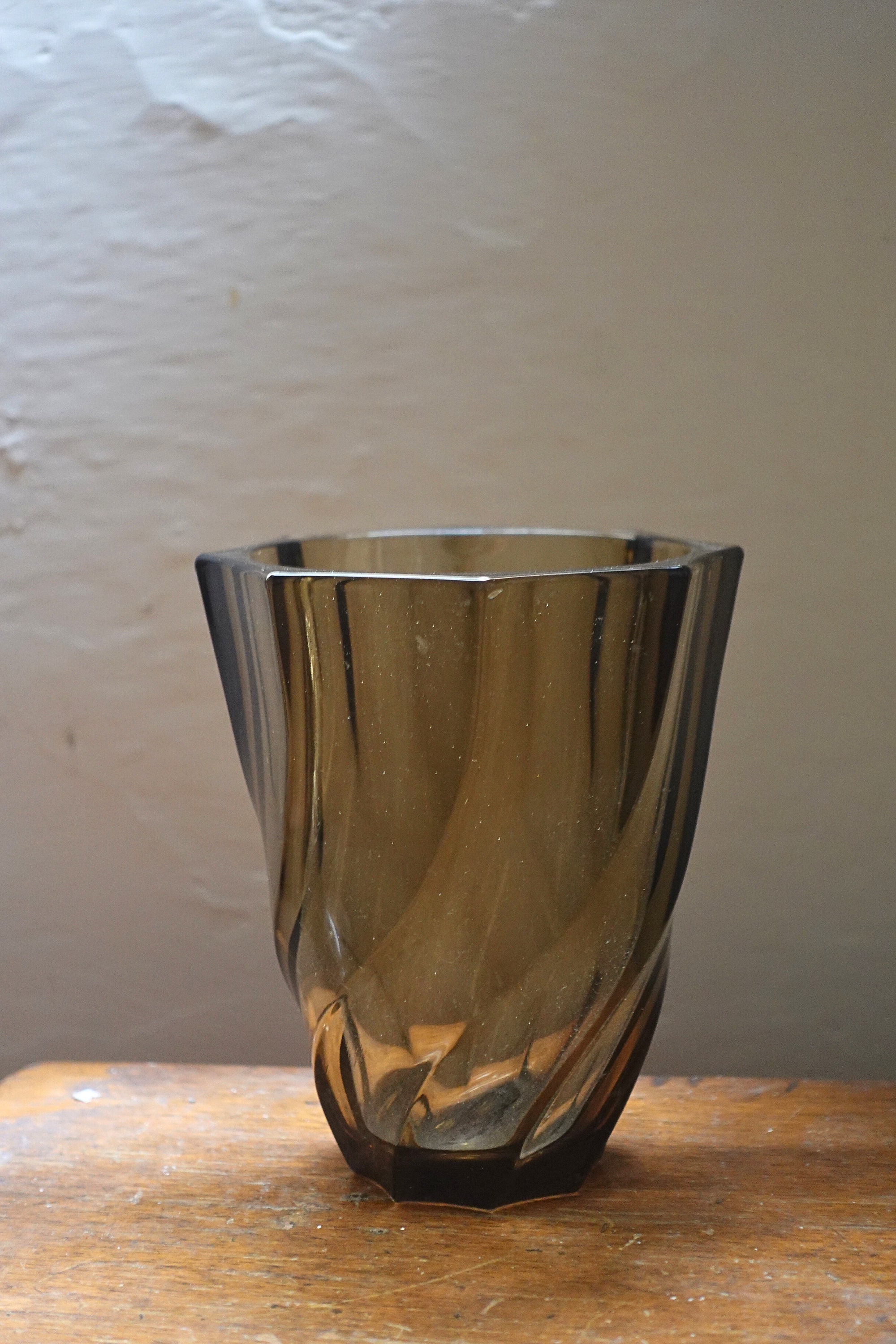 Vintage Smoked Glass Vase - Etsy