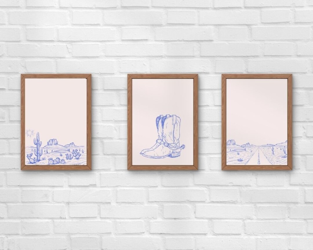 Blue Western Landscape Trio of PRINTABLE Digital Pictures - Etsy